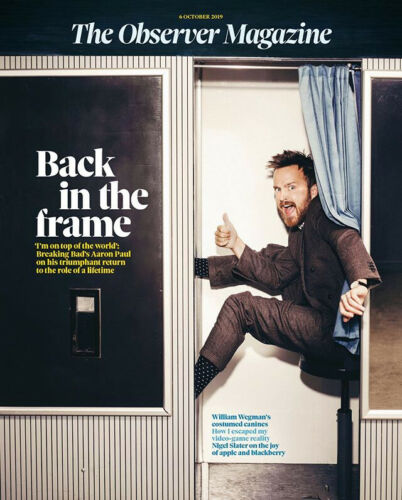 UK Observer Magazine October 2019: AARON PAUL (Breaking Bad) COVER & F ...