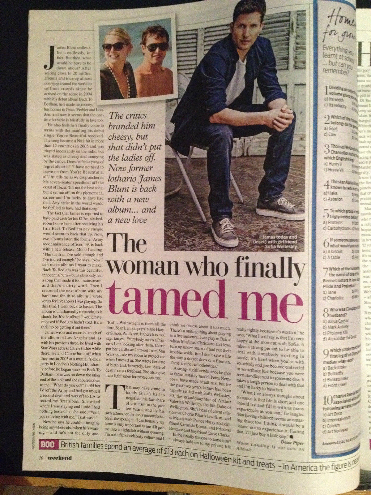 WEEKEND MAGAZINE OCT 2013 JAMES BLUNT ANTHONY HEAD JANE BIRKIN MATTHEW ...